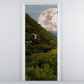 Fototapeta na dveře - Krajina s měsícem (95x205cm)