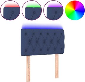 Čelo postele s LED modré 80 x 7 x 78/88 cm textil 3121928