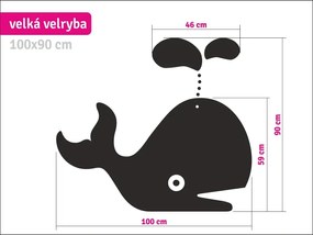 WALLVINIL Samolepky na zeď - Velryba nalepovací tabule Velikost: Velká 100x90 cm