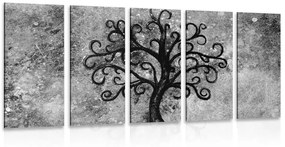 5-dílný obraz černobílý strom života - 200x100 cm