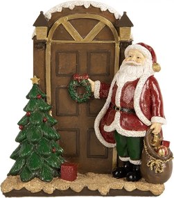 Červená vánoční dekorace Santa Claus u dveří - 18*7*20 cm