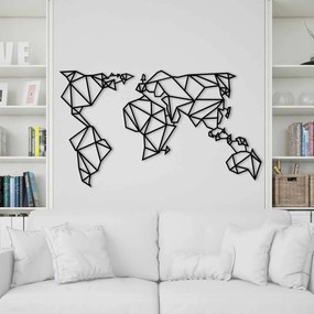 Nástěnná kovová dekorace World Map Metal Decor 4 černá