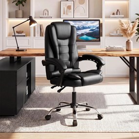 Costway Ergonomická manažerská židle s kolečky, nastavitelnou výškou – černý