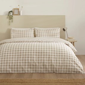 Béžové 3dílné povlečení na dvoulůžko 200x200 cm Bamford Gingham Check – Catherine Lansfield