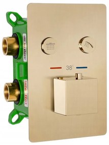 Rea Fenix Davis, podomítkový sprchový set + box s dešťovou a ruční sprchou, zlatá matná, REA-P6358