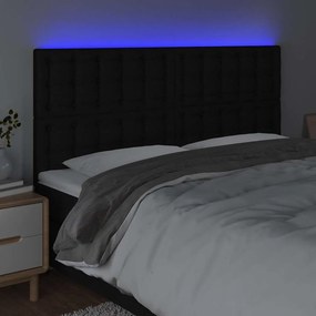 Čelo postele s LED černé 200x5x118/128 cm textil 3122882