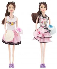 Kloubová plastová panenka ve stylových šatech 30cm