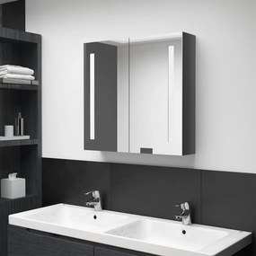 LED koupelnová skříňka se zrcadlem zářivě šedá 62 x 14 x 60 cm 326521