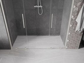 Mexen Velar L Duo, posuvné sprchové dveře do otvoru 180 cm, 8mm čiré sklo, broušená ocel, 871-180-003-02-97