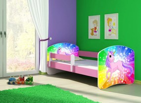 Dětská postel - Poník jednorožec duha 2 180x80 cm růžová