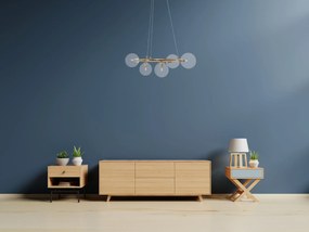 Toolight, stropní svítidlo skleněné koule 5xG9 APP1158-6CP, zlatá, OSW-04690