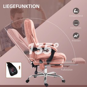 Kancelářská židle Vinsetto s vibrační masáží, ergonomická židle s funkcí houpání, vyhříváním, výškově nastavitelná točná židle s opěrkou na nohy, dál…
