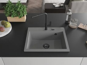 Mexen Oscar, 1-komorový granitový dřez 580x490x205 mm, šedá, 6519581000-71-B