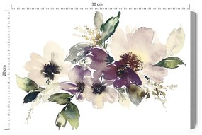 Obraz Listy A Květy Malované Akvarelem Nedostatek Nedostatek Přírodní plátno 40x30