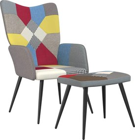 Relaxační křeslo se stoličkou patchwork textil 328186