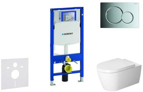 Geberit Duofix - Set předstěnové instalace, klozetu ME by Starck a sedátka softclose, tlačítko Sigma01, lesklý chrom SANI11CP1109