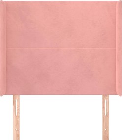 Čelo postele typu ušák růžové 83x16x118/128 cm samet 3119335