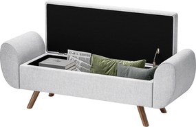 HOMCOM Úložná Lavice 53,8L Ottoman Úložný Box na Konci Postele s Polstrovaným Lněným Sedákem a Opěrkami Rukou, pro Obývací Pokoj, Ložnici, Předsíň, 1…