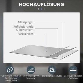 kleankin koupelnové zrcadlo s osvětlením Ø60 cm, nástěnné zrcadlo se 3 barvami světla, IP44, dotykový spínač, paměťová funkce, proti zamlžování | Aos…