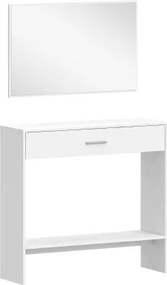 HOMCOM předsíňový nábytek se zrcadlem, zásuvkou a odkládacím prostorem Mueble de Recibidor pro předsíň 91,5x27,9x85,5 cm, bílá