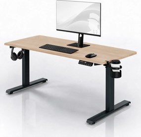 Elektrický stůl s regulací výšky ergonomický antracitový/dub sonoma,1600x800 mm: ARIA