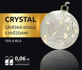 Marimex | Crystal závěsná koule s hvězdami 10 LED | 18000317