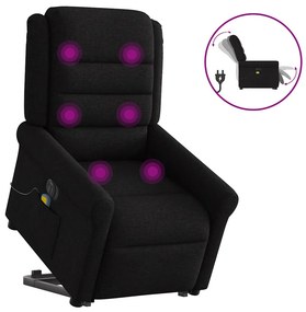 Elektrické zvedací masážní polohovací křeslo černé textil 3303346