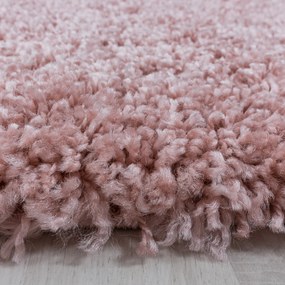 Ayyildiz, Kusový koberec Sydney Shaggy 3000 rose kruh, 120x120 (průměr) kruh, růžová, ložnice