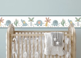 Dětská samolepící bordura na zeď Bílí Sloni | 5 m x 13.8 cm | DWBD8507