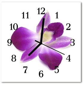 Skleněné hodiny čtvercové Orchid květina