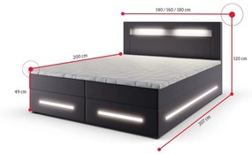 Expedo Čalouněná postel boxspring MINOR + topper, 180x200, monolith 02