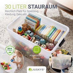 Juskys Plastové úložné boxy s víkem Velikost sady: 6 ks, Objem: 30 L
