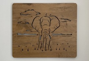 Li-Go "Slon" světelný obraz s baterií 65x55cm varianta ovládání: manuál/pohybové čidlo, provedení povrchu: dub