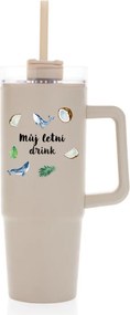 Personalizovaná cestovní termoska s průhledným víčkem s letním mixem