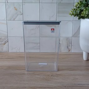 DÓZA NA SUCHÉ POTRAVINY 1 500 ml – vysoká, průhledná | DomaLEP varianta: ŠEDÁ