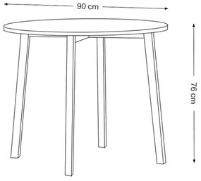 Jídelní stůl Ronko 90x76x90 cm (bílá, buk)