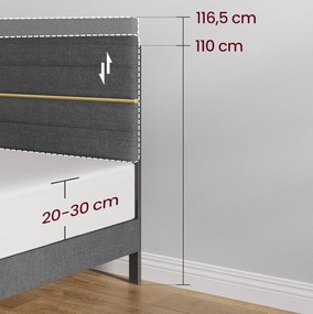 Čalouněná dvoulůžková postel Cviko 140x200 šedá