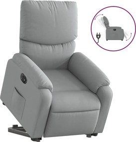 Elektrické zvedací polohovací křeslo světle šedé textil 3204848