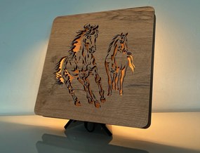 Li-Go "Koně" lampa 31x31 cm provedení povrchu: ořech