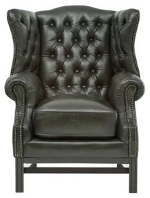 Massive home | Luxusní křeslo Chesterfield Kingsfield z pravé kůže - zelené