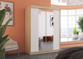 Šatní skříň s posuvnými dveřmi Marvin - 150 cm Barva: Sonoma/Bílá
