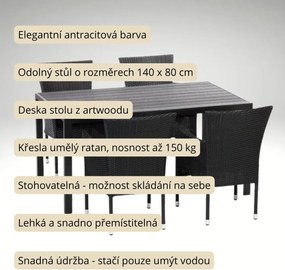 Vikio Zahradní jídelní set pro 4 osoby DT257-140 antracit