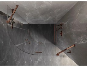 Mexen Lunar, pravý půlkruhový sprchový kout 100 x 80 cm, 8mm čiré sklo, profil růžové zlato, 833-100P-080L-60-00