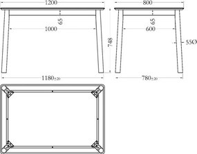Jídelní stůl v dekoru dubu 80x120 cm Barlow – Actona