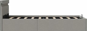 Rám postele úložný prostor LED světle šedý textil 100 x 200 cm 285607