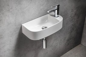 Sapho Alga umyvadlo 44 x 22 cm s otvorem pro baterii bez přepadu litý mramor bílá AG440