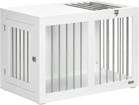 PawHut klec pro psy Klec pro střední psy 80 x 50 x 56,5 cm s dvířky a transportní funkcí v bílé barvě | Aosom.de