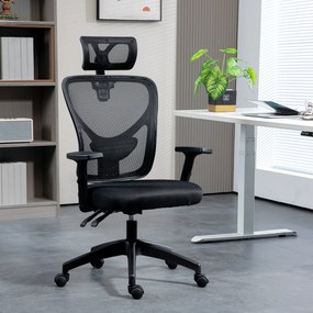 Vinsetto Kancelářská Židle, Kancelářská Židle, Nastavitelný Hlava a Opěrky Rukou, Naklápěcí Ergonomický Opěrák, Výškově Nastavitelný Sedák, Otočná, P…