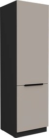 ARIA cb | vysoká skříňka 60 DK-210 2F potravinová s policemi | 60 cm | ANTI FINGERPRINT povrch | černá/béžová