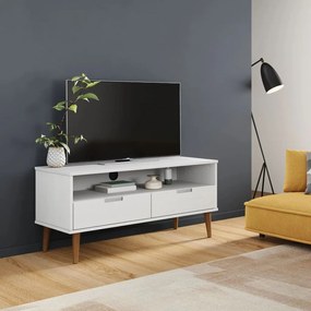 TV stolek MOLDE bílý 106 x 40 x 49 cm masivní borové dřevo - Default Title